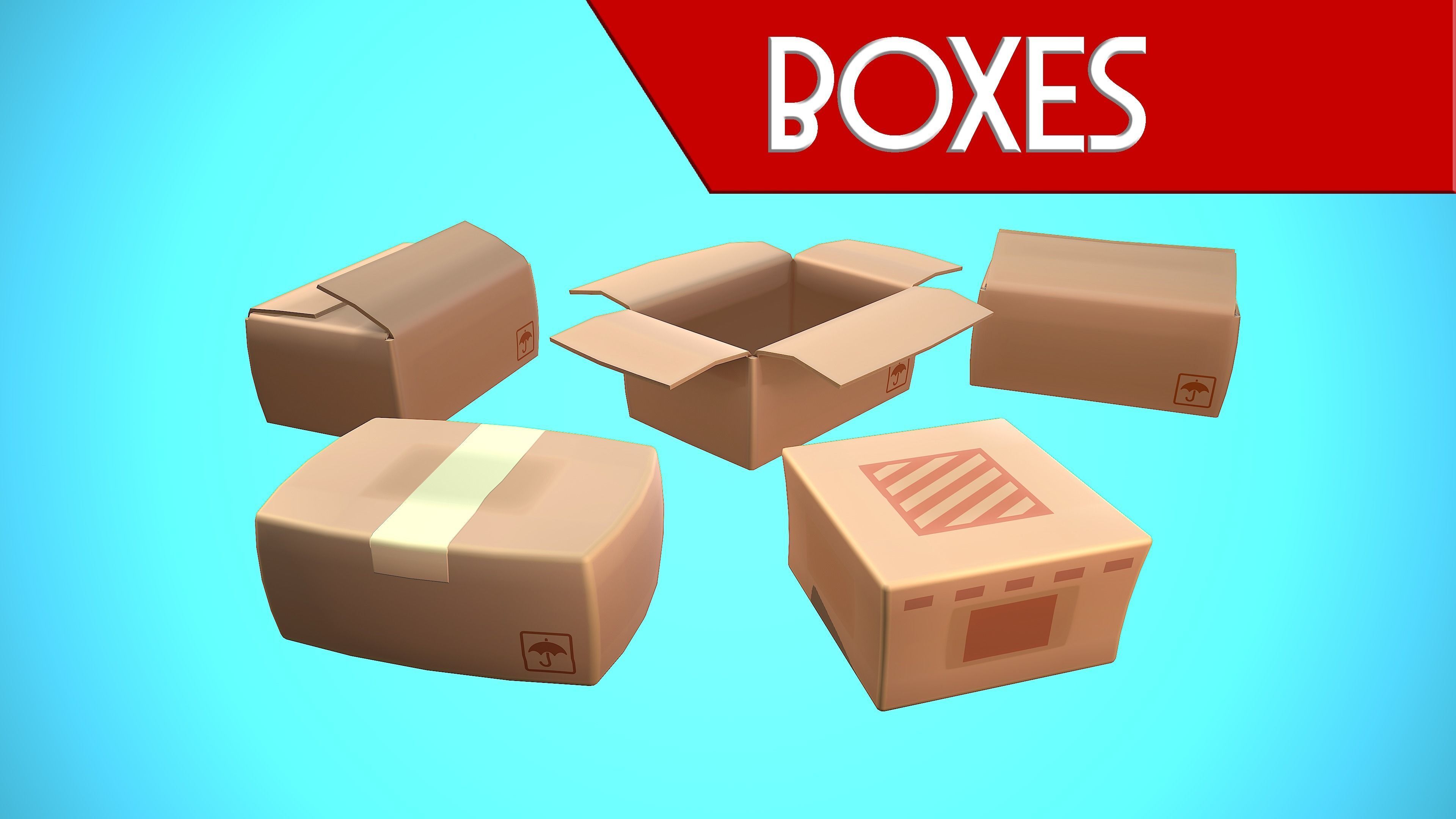 3D Model Collection BOXES CARTOON STYLIZED VR / AR / low-poly | CGTrader