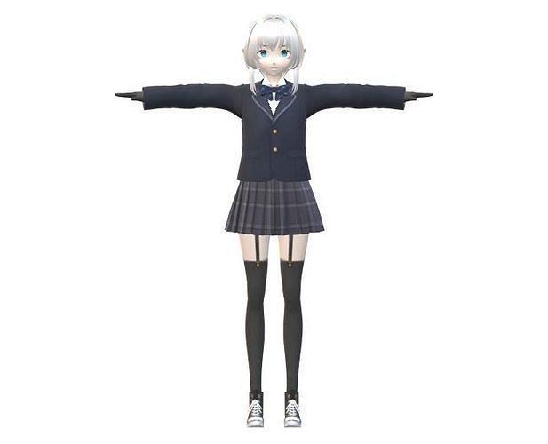 3D model Girl anime for games VR / AR / low-poly | CGTrader
