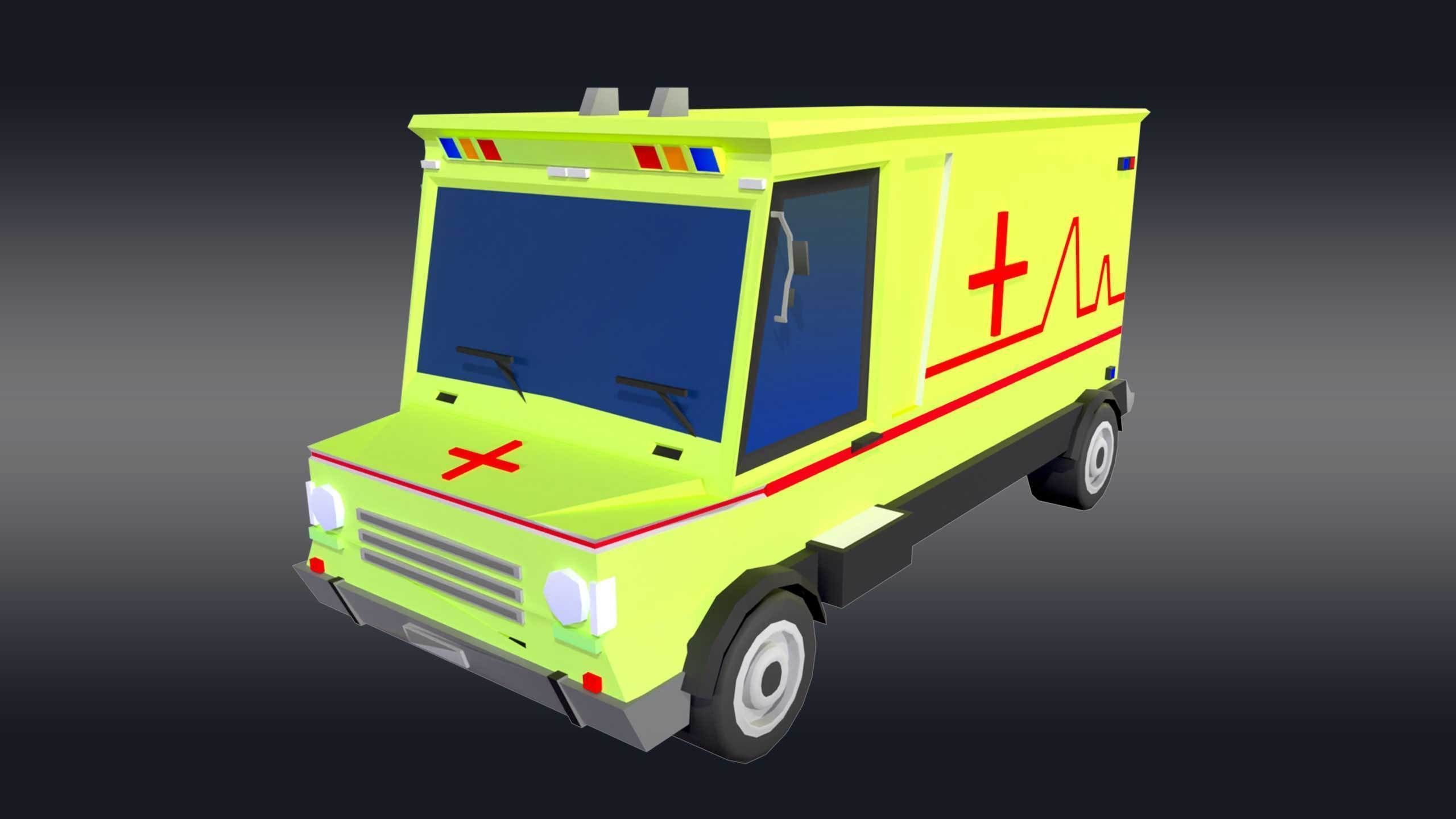 Cartoonish Ambulance 3D model | CGTrader