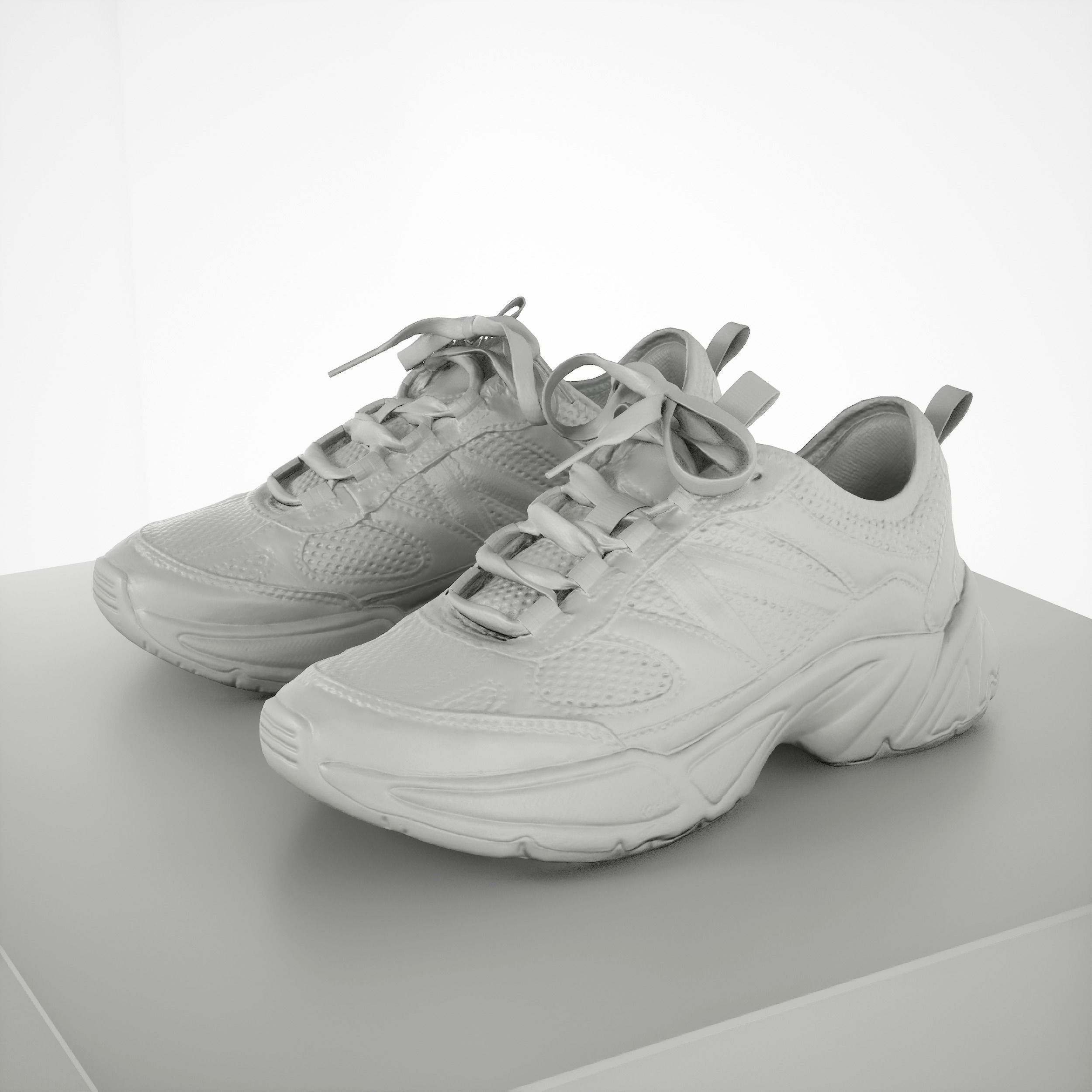 3D model Game-Ready White Mesh Running Shoes Athletic VR / AR / low ...