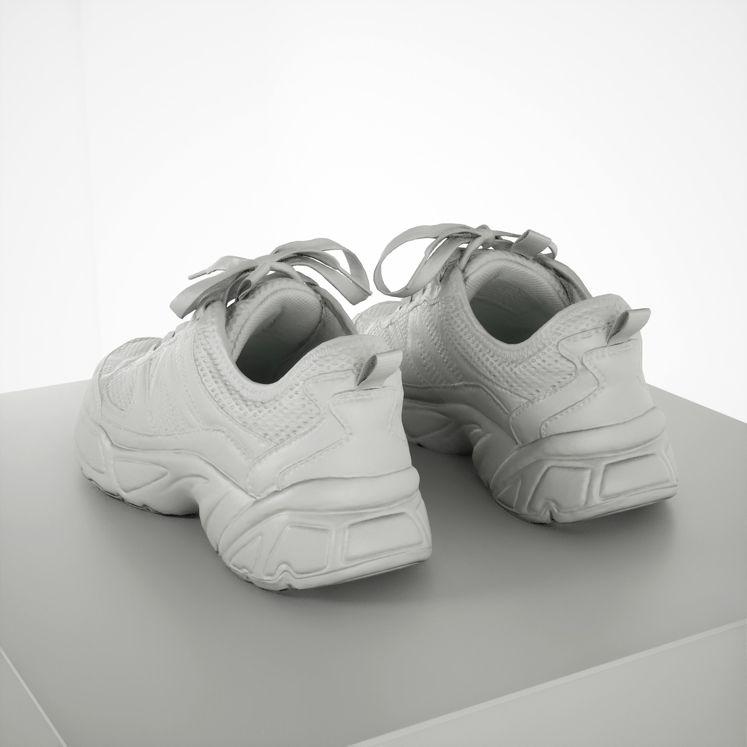 3D model Game-Ready White Mesh Running Shoes Athletic VR / AR / low ...