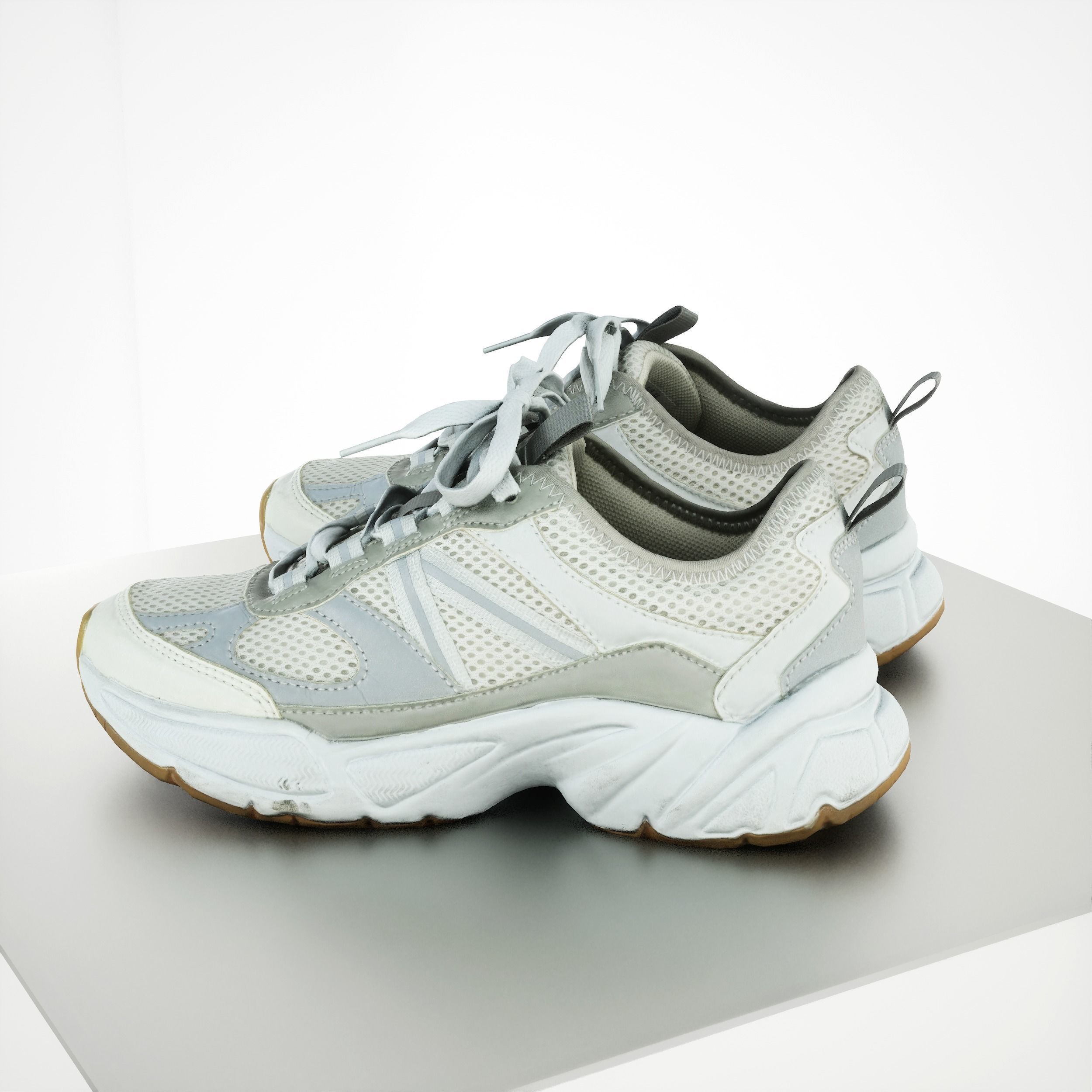 3D model Game-Ready White Mesh Running Shoes Athletic VR / AR / low ...