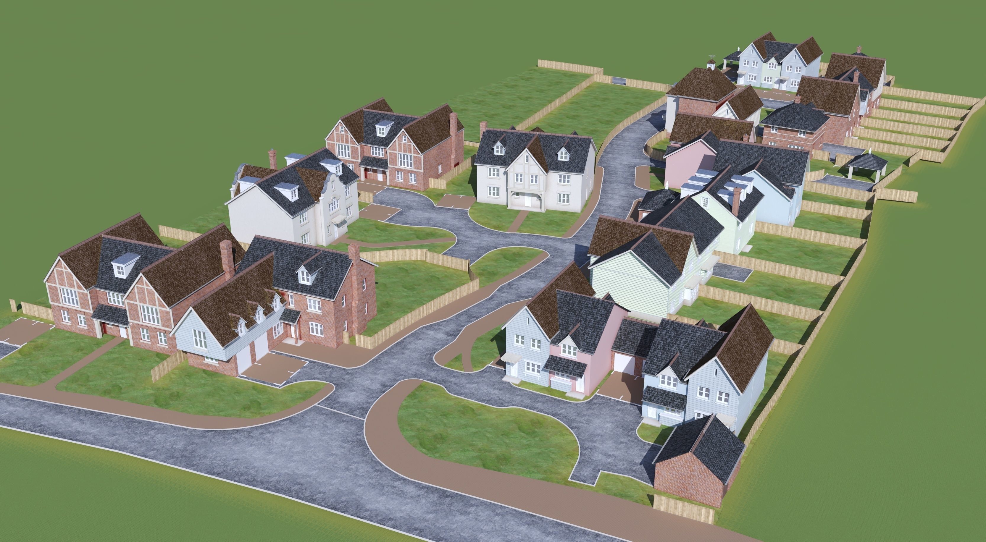 UK country neighborhood 3D model | CGTrader