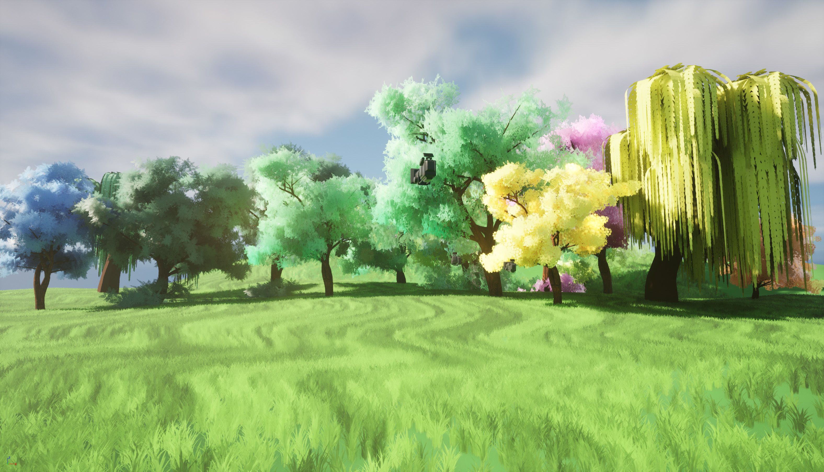 3D model Stylized Meadow 3D Scene with trees VR / AR / low-poly | CGTrader