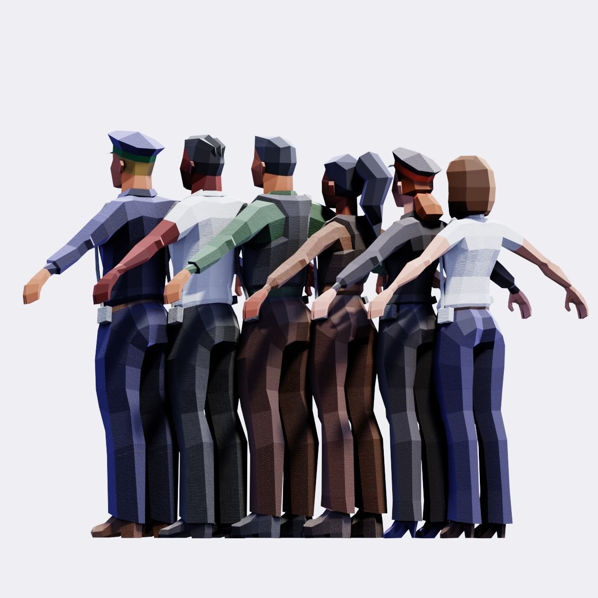 3D model Low Poly Police Officers - Animated and Rigged VR / AR / low ...