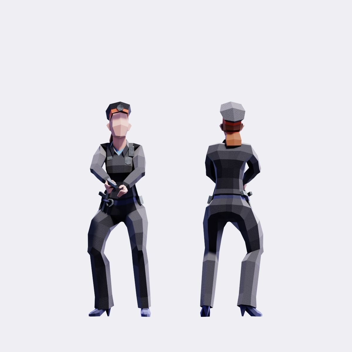 3D model Low Poly Police Officers - Animated and Rigged VR / AR / low ...