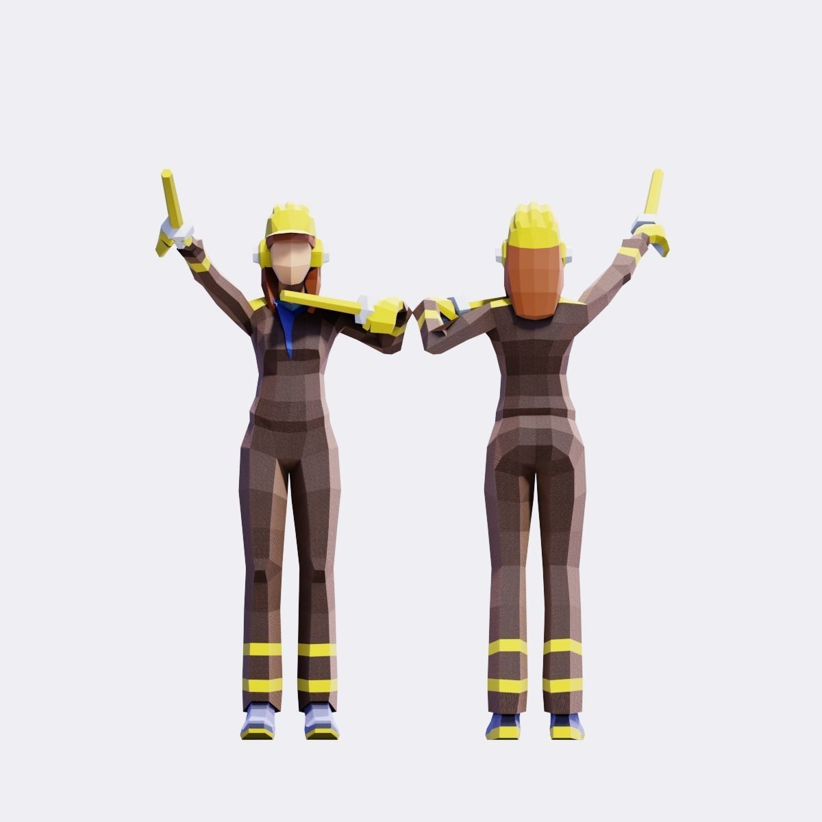 3D model Airport Ground Crew - Animated and Rigged VR / AR / low-poly ...