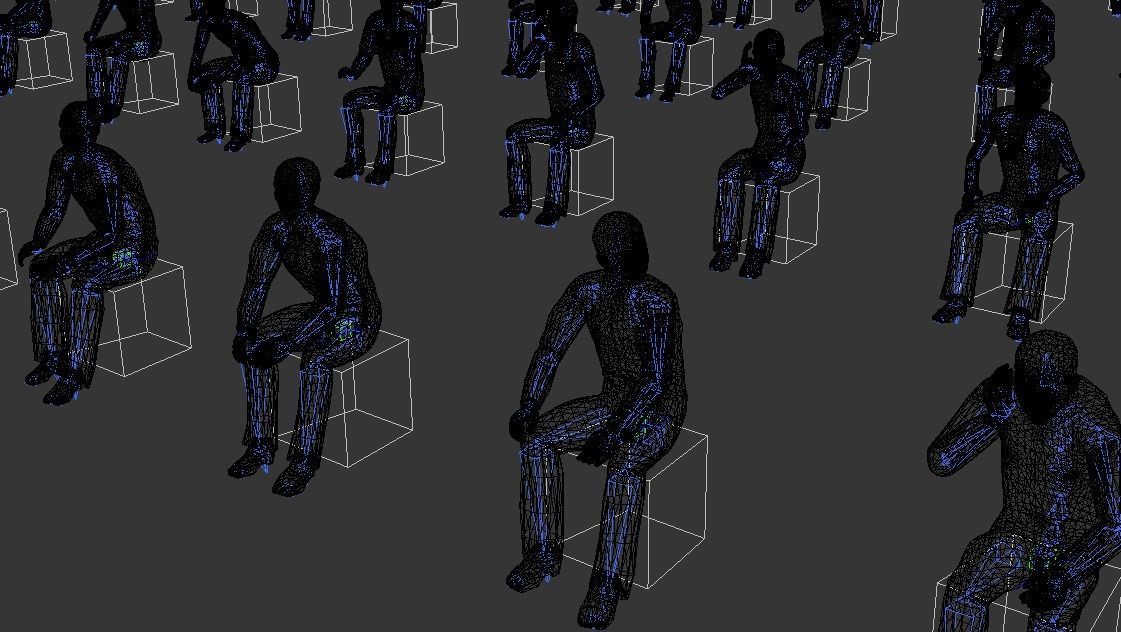 3D model Low Poly Rigged and Animated Sitting Males Pack - 200 Pieces ...