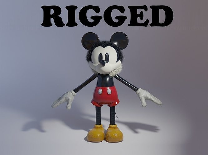 3D model Disney Mickey Mouse cartoon rigged character PBR VR / AR / low ...