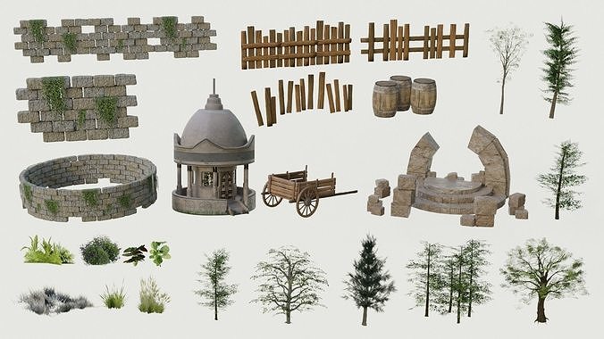 3D model Nature map with objects VR / AR / low-poly | CGTrader