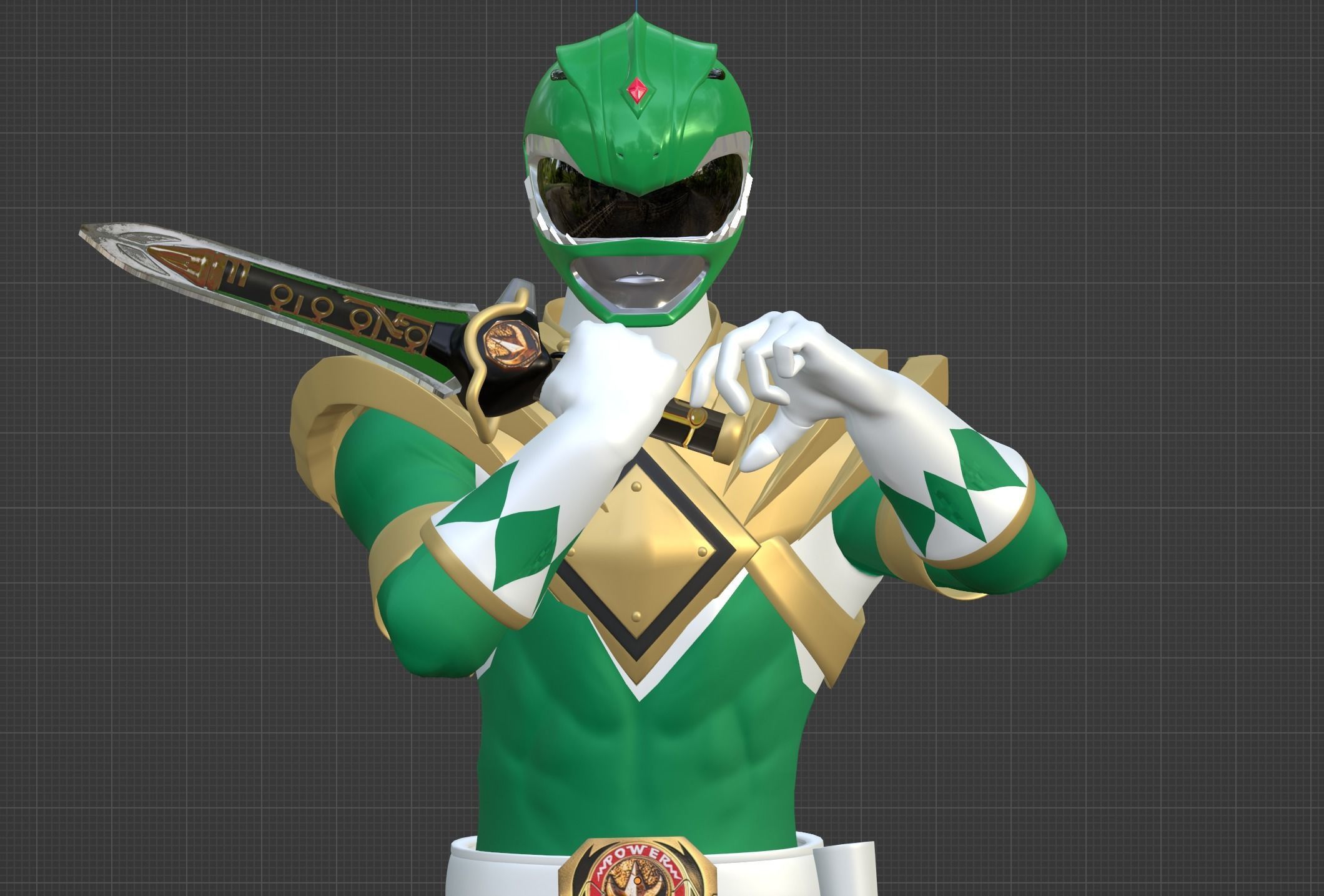 Green Ranger - Mighty Morphin Power Ranger 3D model rigged | CGTrader