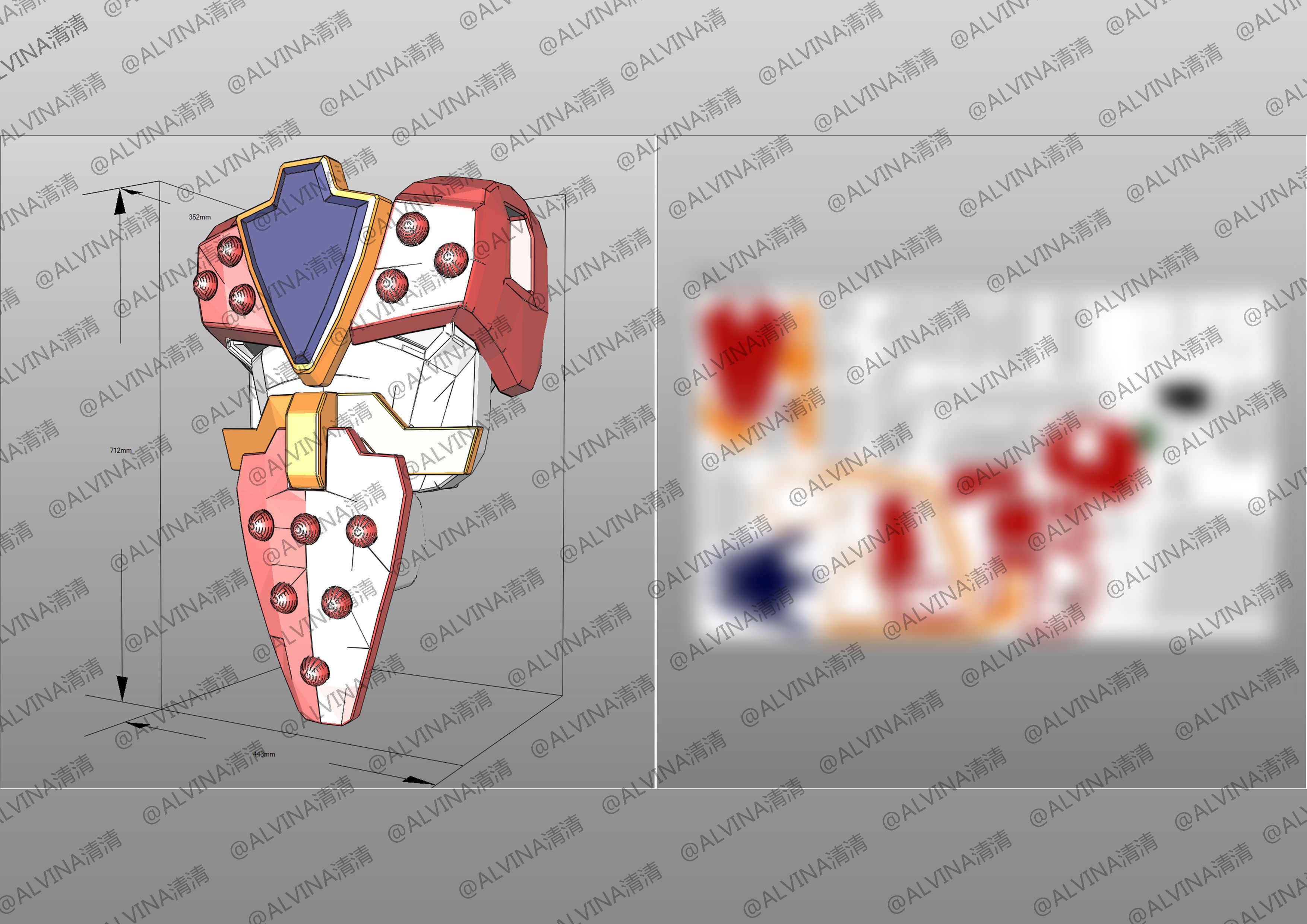 3D model Mado King Granzort Armor - DIY Cosplay Pepakura Foam Template ...