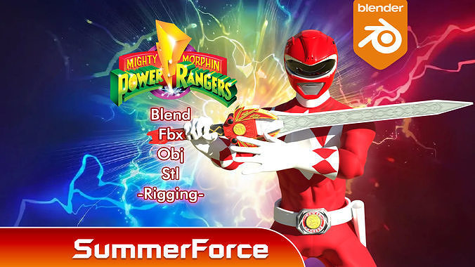 Red Ranger - Mighty Morphin Power Ranger 3D model rigged | CGTrader