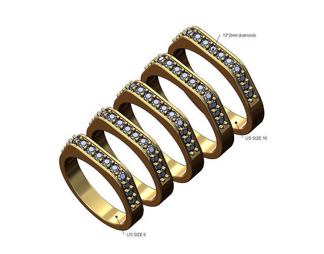 Diamond flat top ring US sizes 6to10 3D model 3D printable | CGTrader