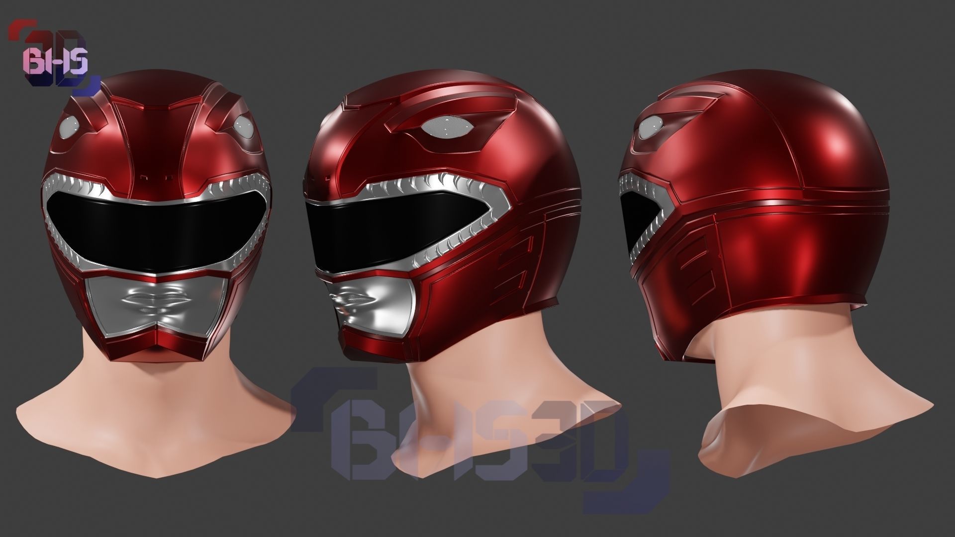 MMPR Red helmet custom 3D Digital Download 3D model 3D printable | CGTrader