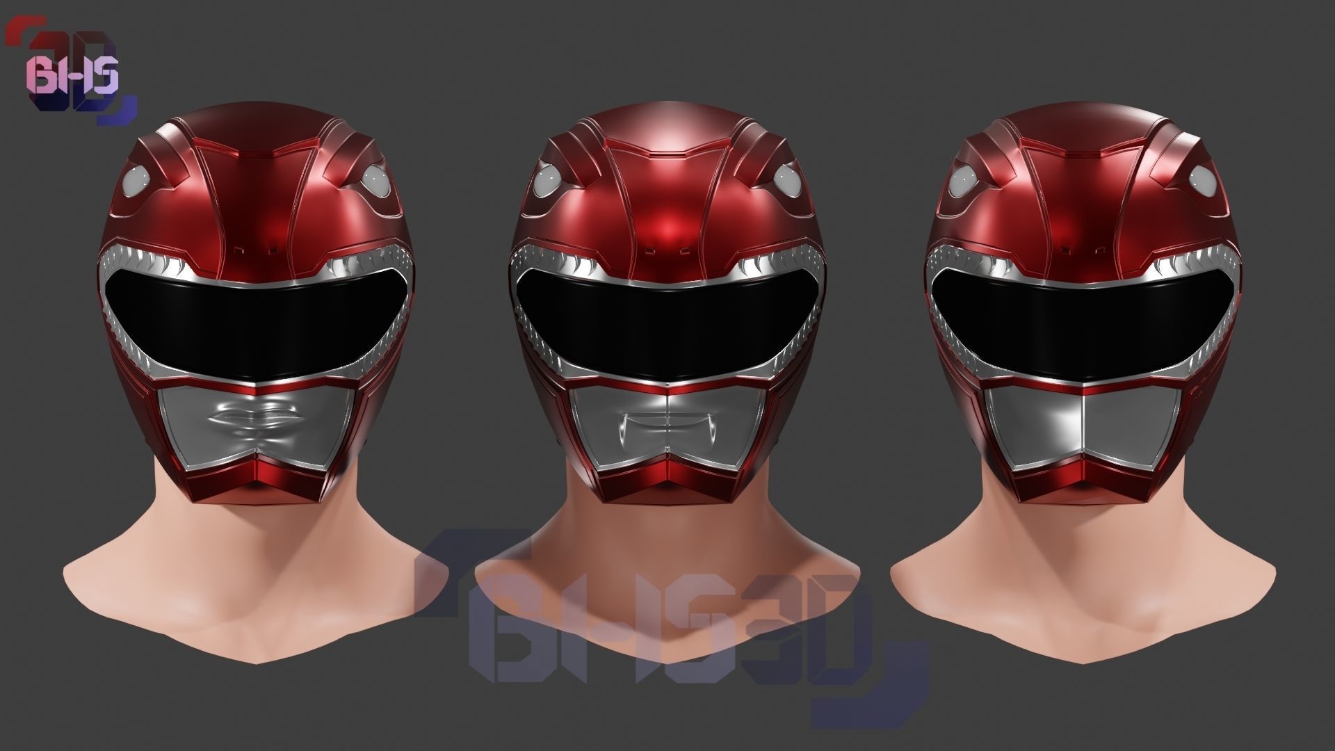 MMPR Red helmet custom 3D Digital Download 3D model 3D printable | CGTrader