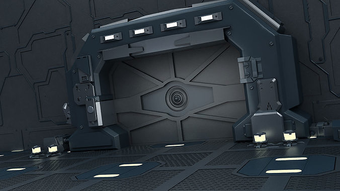 Sci-Fi Gate Door airlock futuristic portal cargo corridor 3D model ...