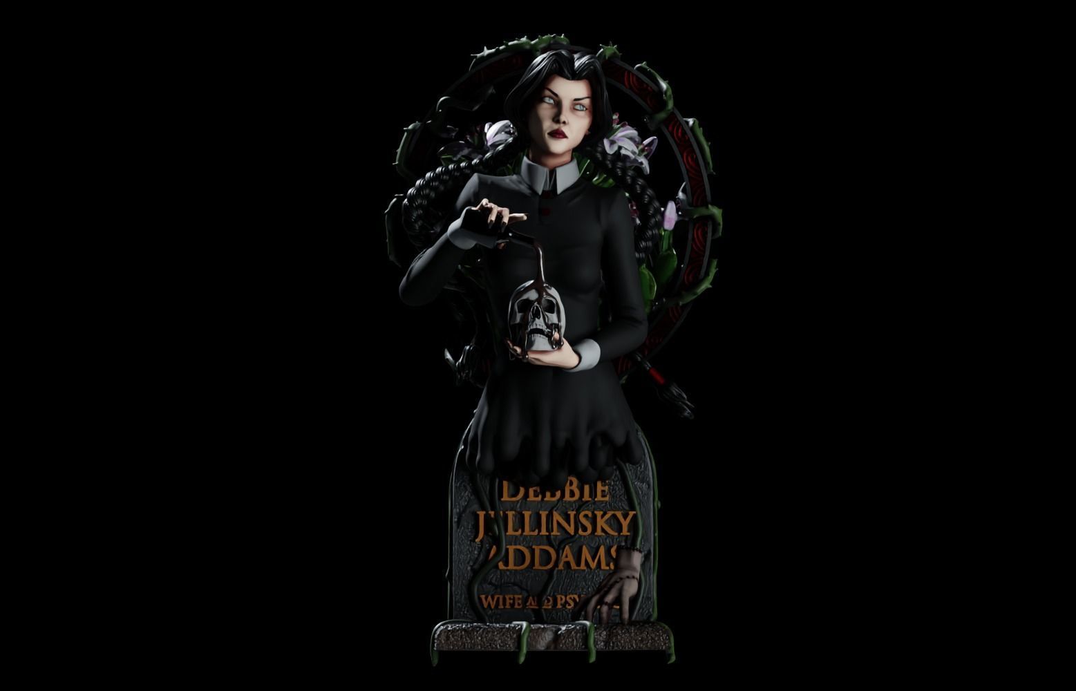 Wednesday Addams Bust - 1to10 scale stl file 3D print model 3D model 3D ...