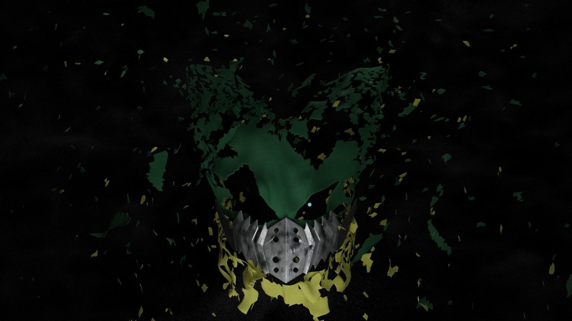 Vigilante Deku Mask With Cloth Disintegration Effect 3D model | CGTrader