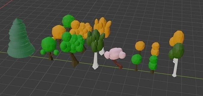 3D model Low-Poly Tree Collection with Fall Variations 8 Models VR / AR ...