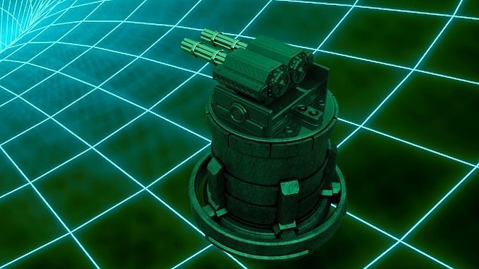 Gatling Turret Tabletop Mini 3D model 3D printable | CGTrader