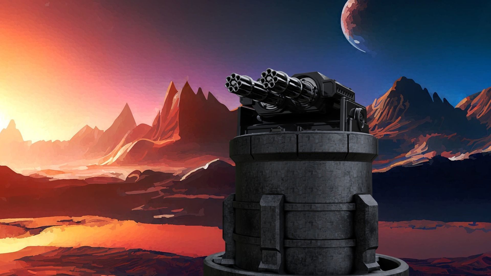 Gatling Turret Tabletop Mini 3D model 3D printable | CGTrader