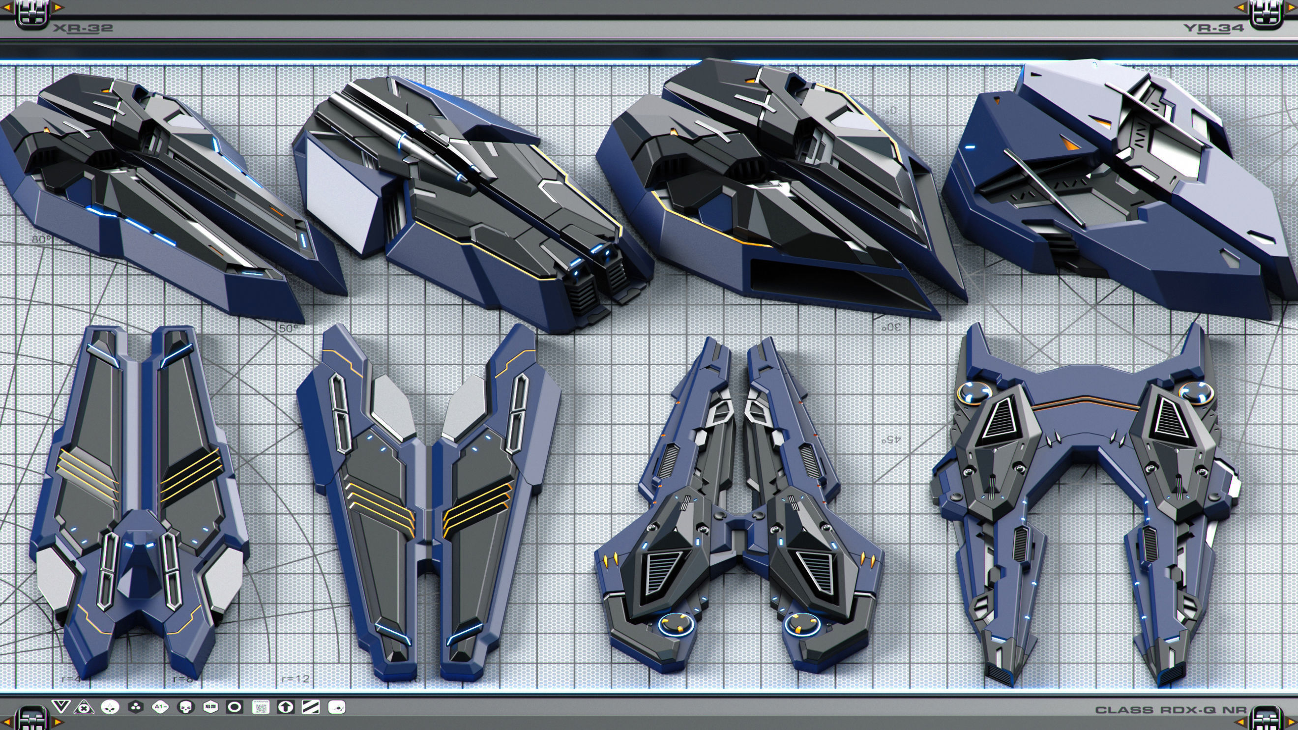 Sci-Fi Hard Surface SPACESHIP KITBASH 350 DETAILS 3D model | CGTrader