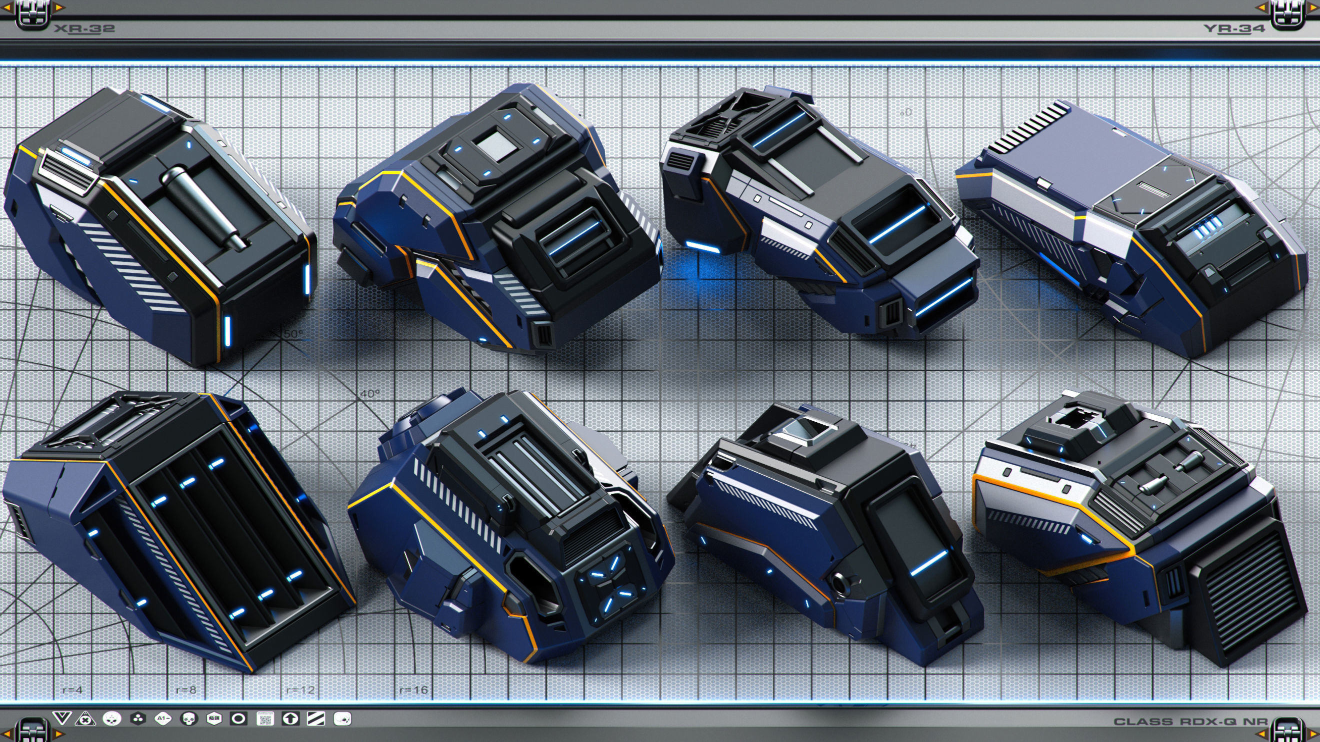 Sci-Fi Hard Surface SPACESHIP KITBASH 350 DETAILS 3D model | CGTrader