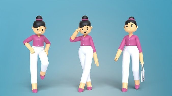 Minimal People woman Character 2001 3D model rigged | CGTrader