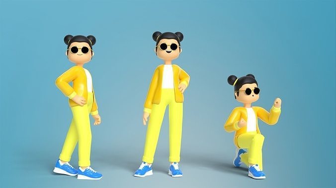 Minimal People woman Character 2002 3D model rigged | CGTrader