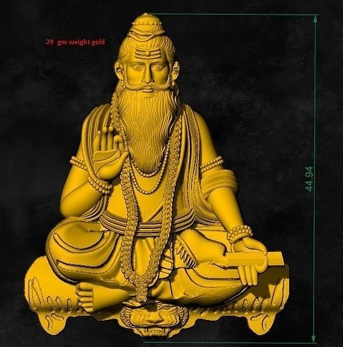 baba loknath swami saint gold silver pendent rushi 3D model 3D ...