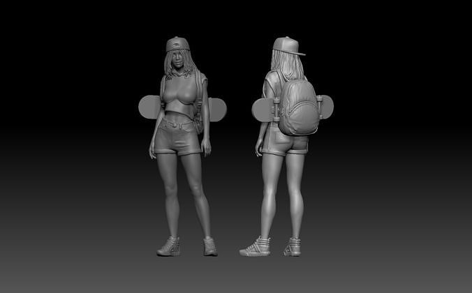 girl style skater 3D model 3D printable | CGTrader