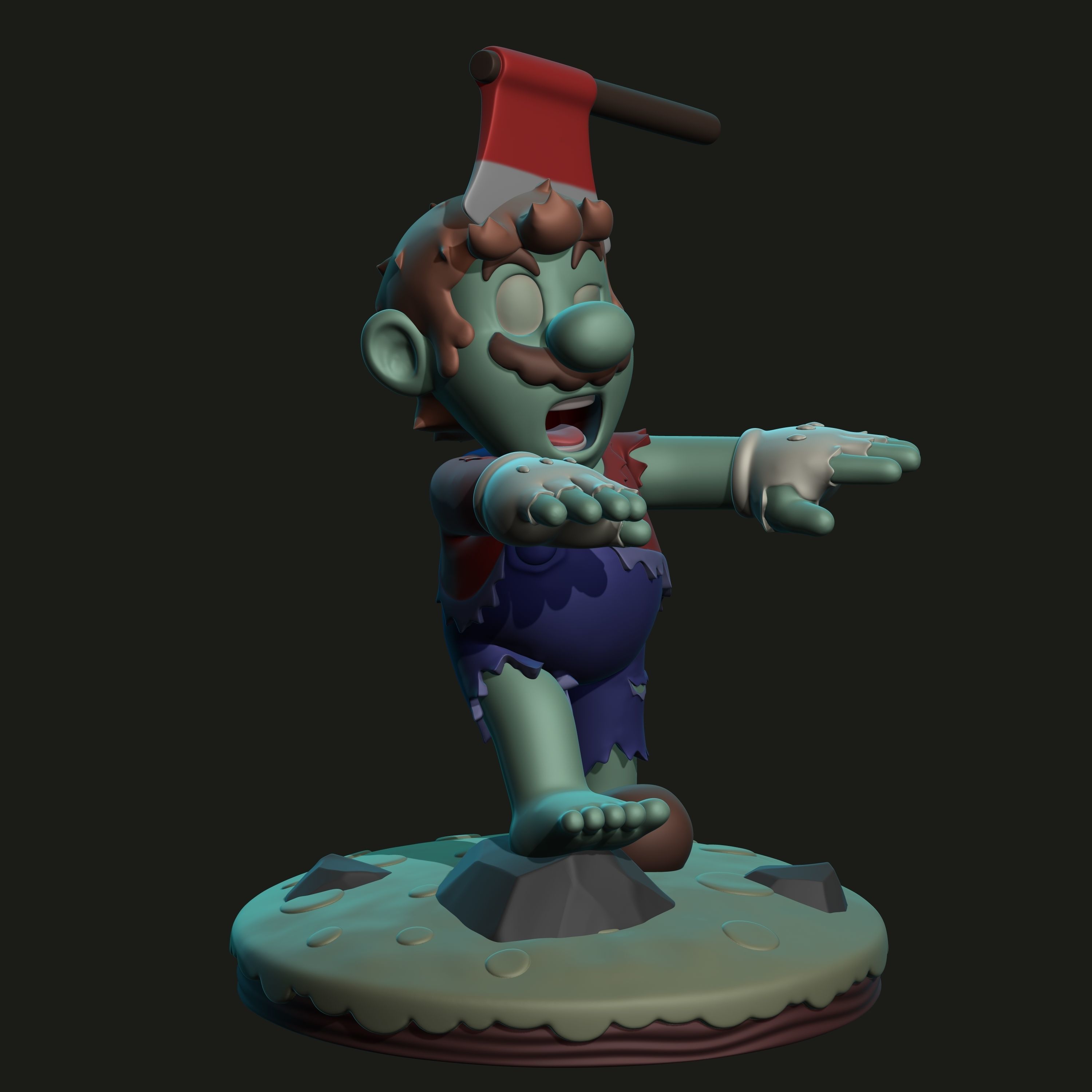 Mario Bros - Mario Zombie 3D model 3D printable | CGTrader