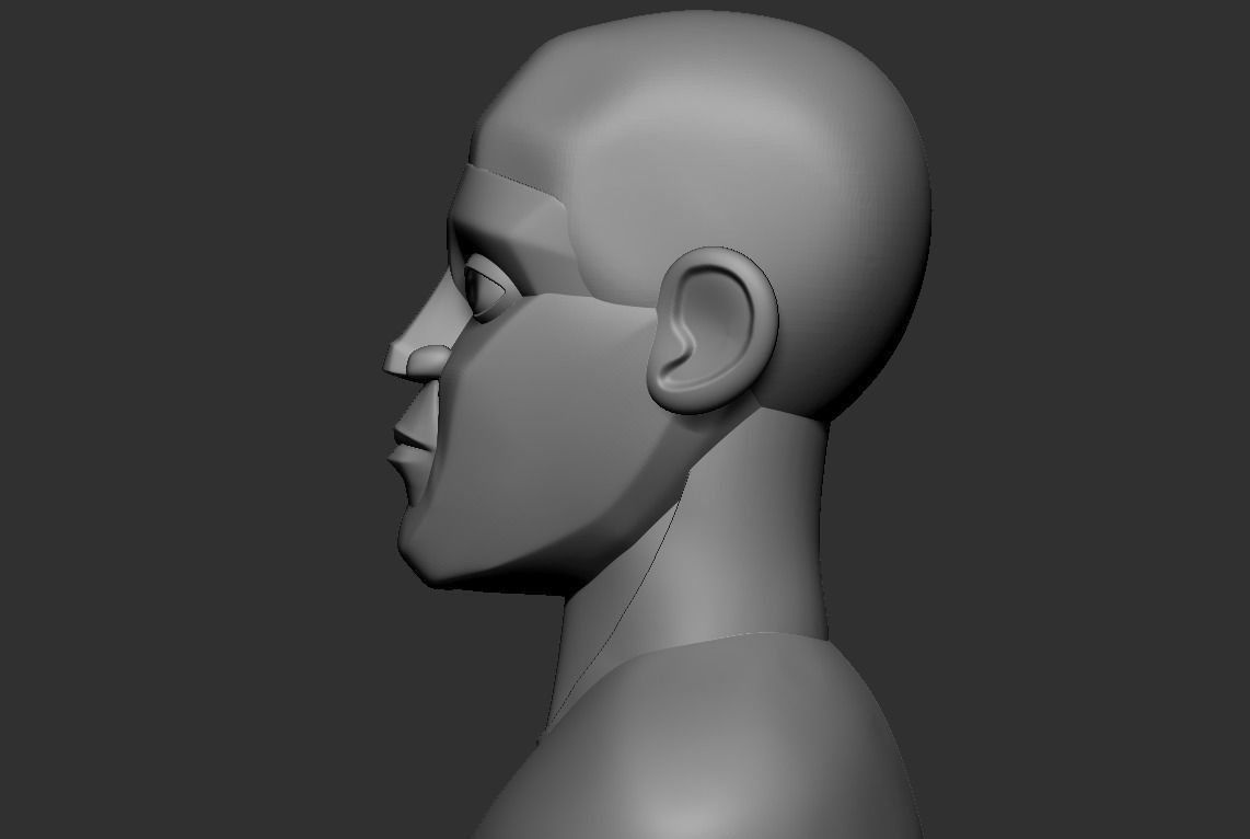 Base Mesh Stylized Male Head Polygroups 3D model 3D printable | CGTrader