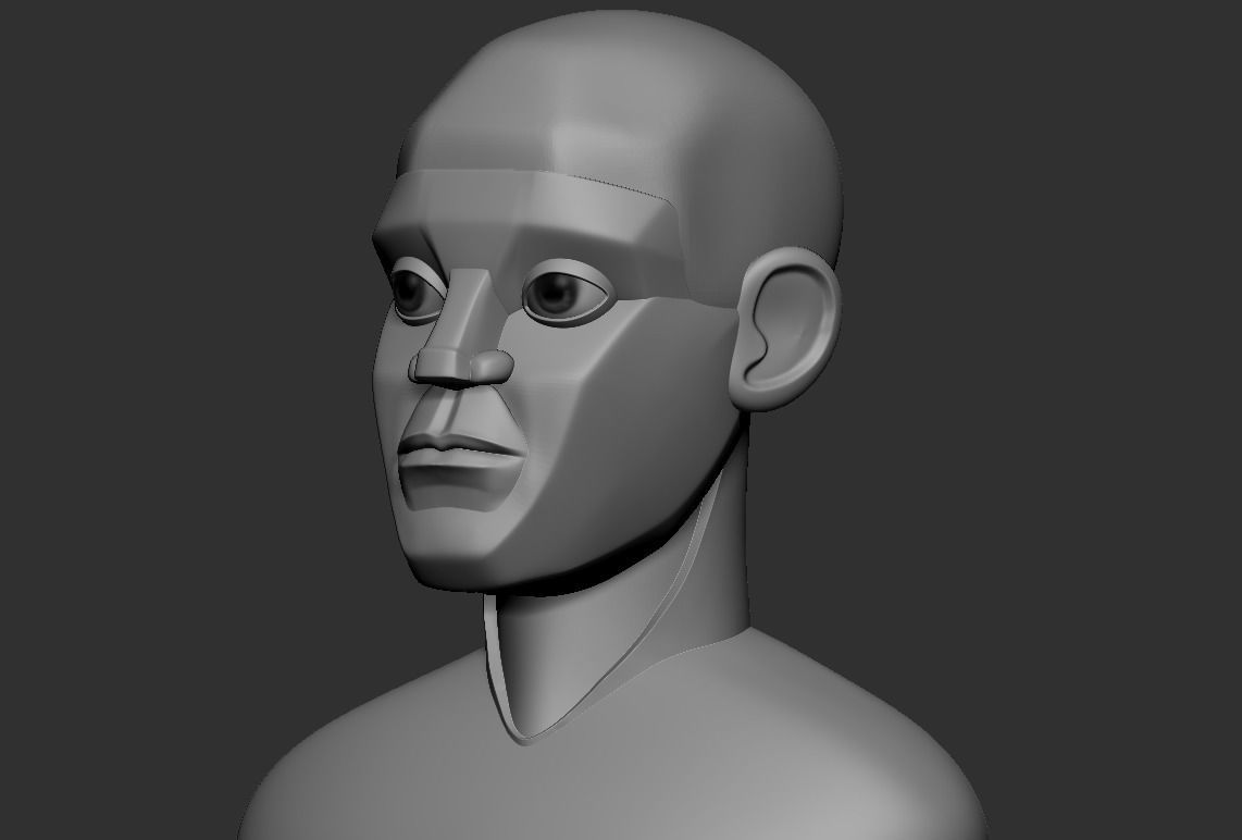 Base Mesh Stylized Male Head Polygroups 3D model 3D printable | CGTrader