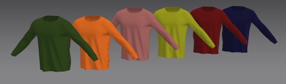 Long Sleeve T-shirt Cotton Male 3D clothing Model 3D model | CGTrader