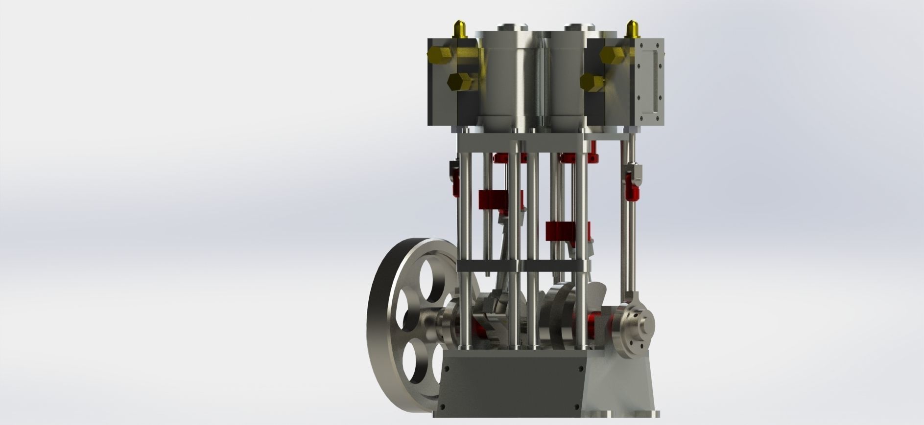 A SIMPLE 2 CYLINDER VERTICAL STEAM ENGINE WITH SLIDE VALVE 3D model ...