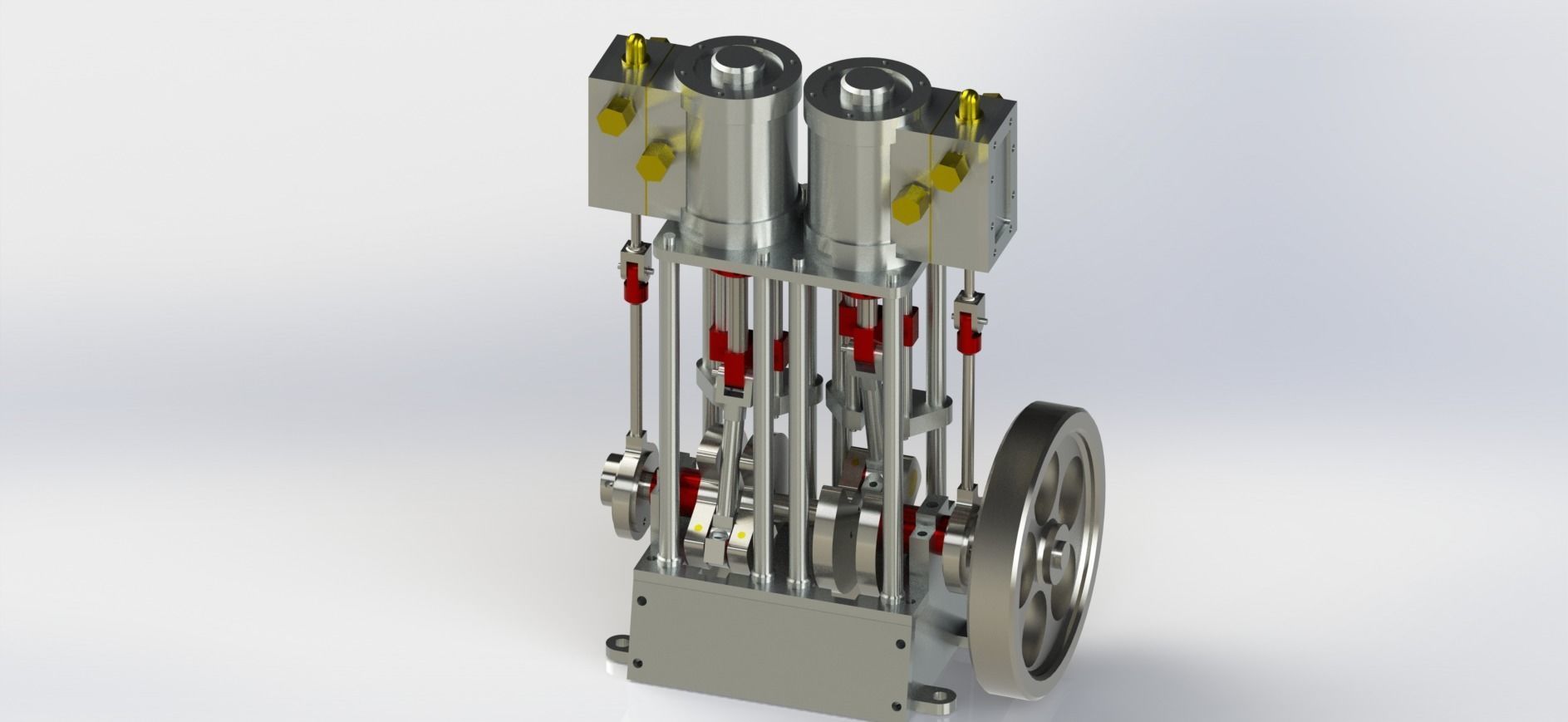 A SIMPLE 2 CYLINDER VERTICAL STEAM ENGINE WITH SLIDE VALVE 3D model ...