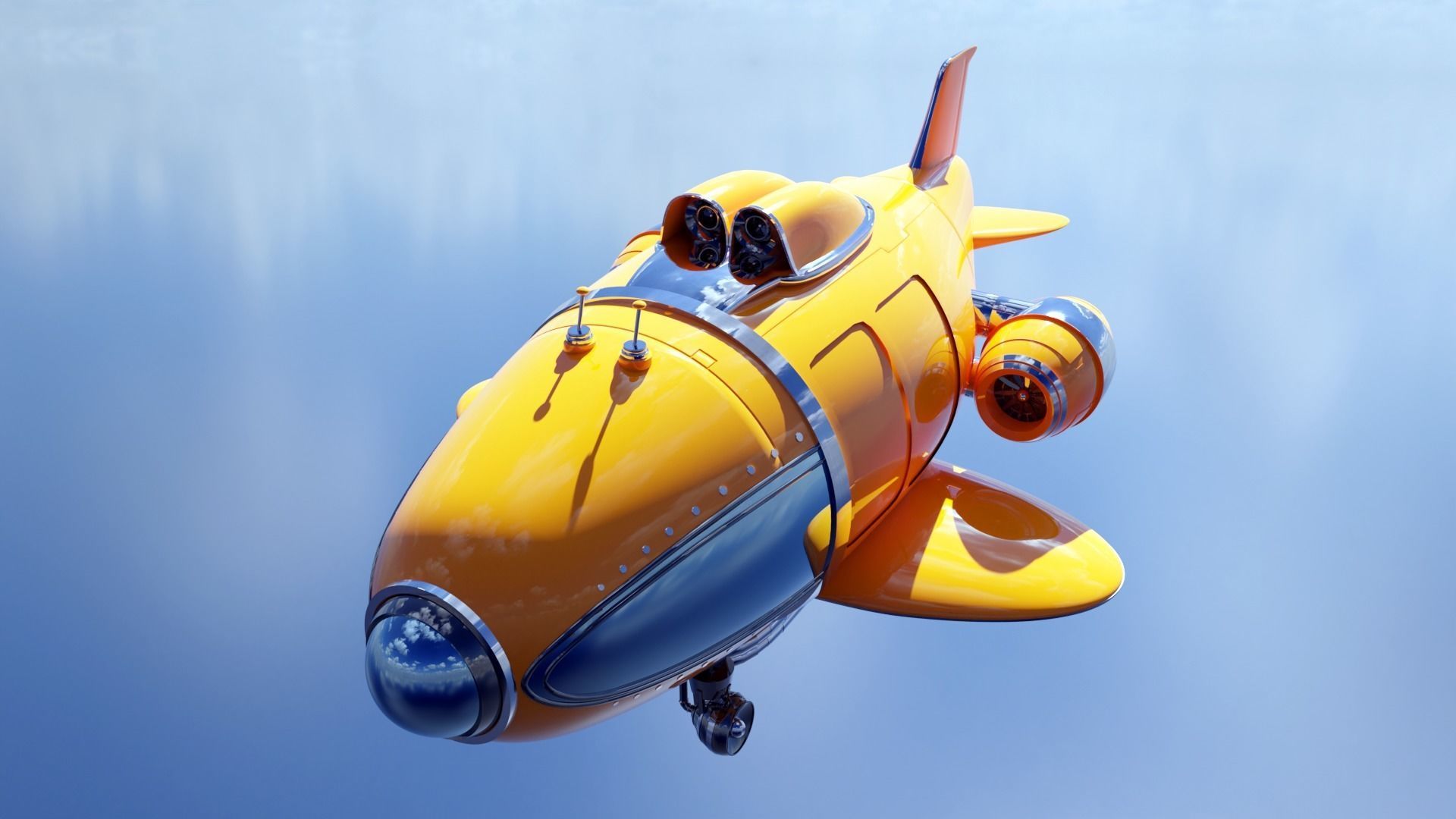 Fantastic retro futuristic airship airplane 3D model | CGTrader