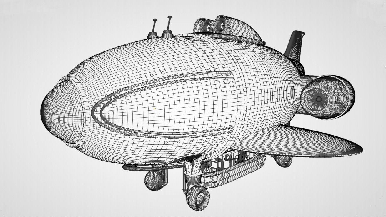Fantastic retro futuristic airship airplane 3D model | CGTrader