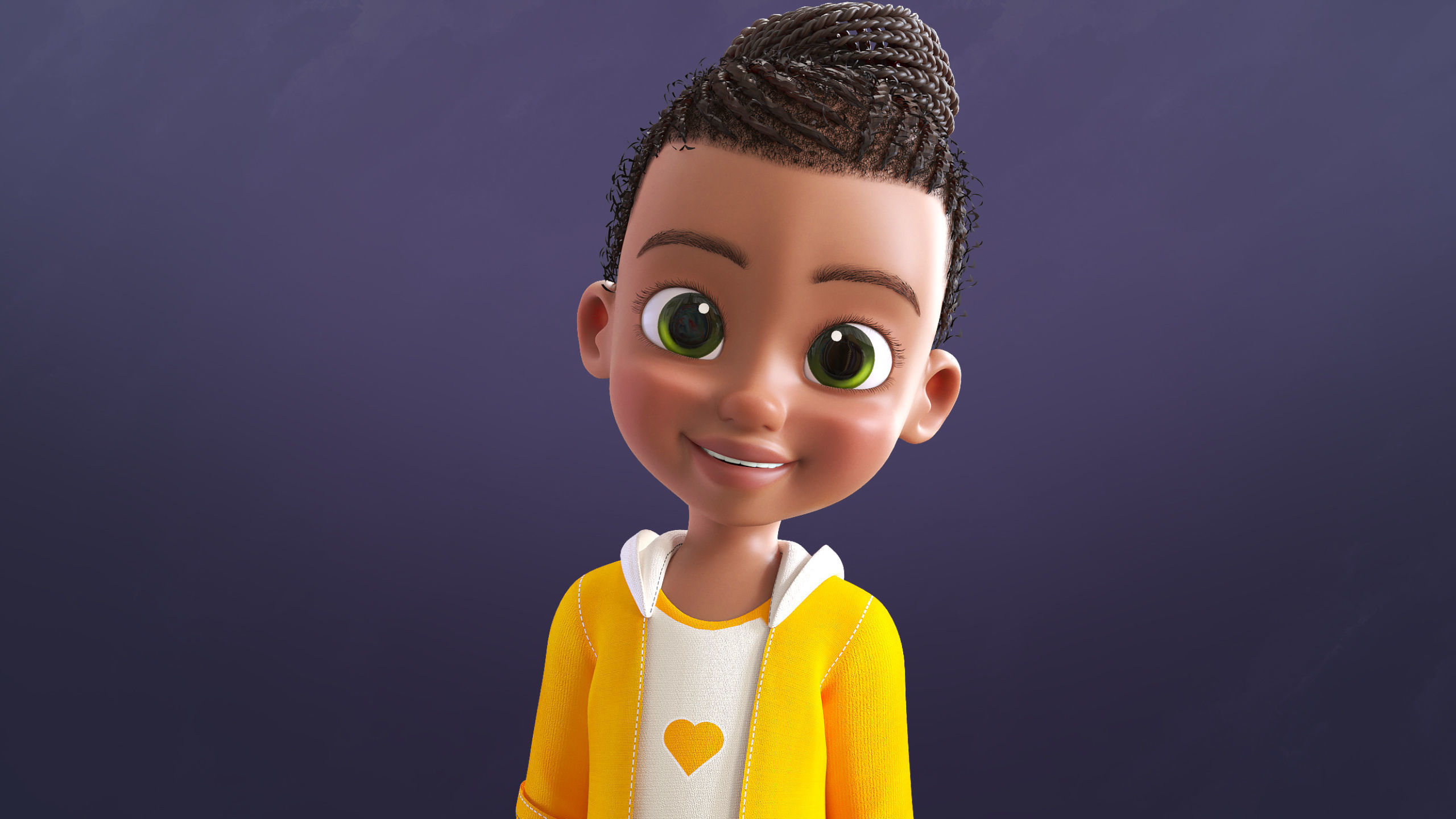 3D model Cartoon Afro Girl 2 - Toon Rigged Child Character Maya Version ...