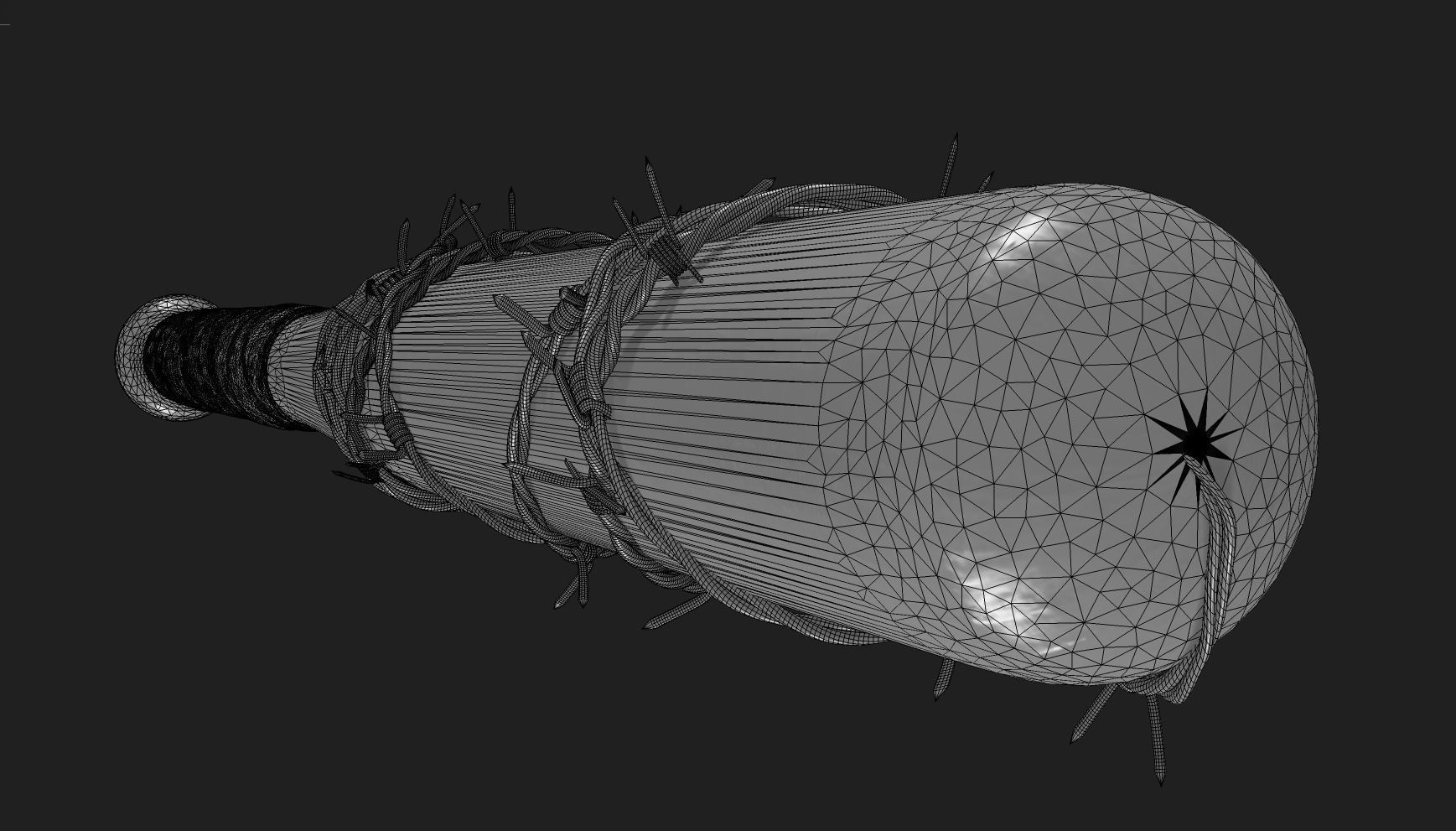 3D model 3D model of a baseball bat with barbed wire and blood VR / AR ...
