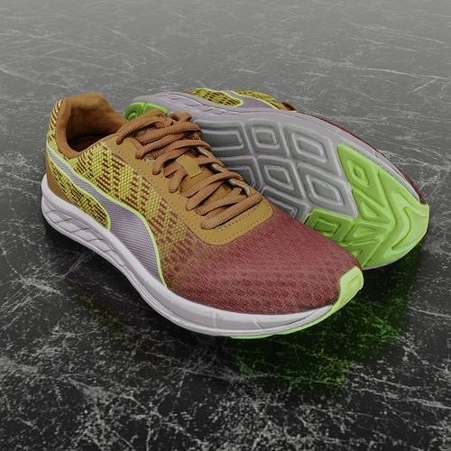 3D model PUMA 3D SHOES - YELLOW VR / AR / low-poly | CGTrader