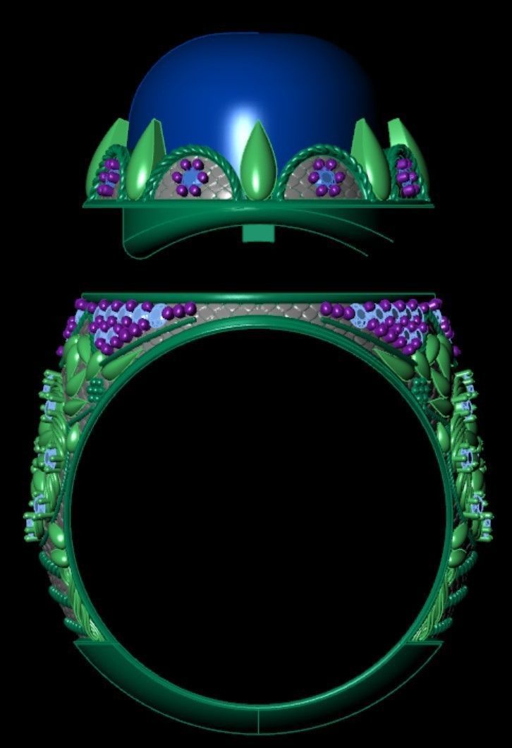 Turkish King Crown Black Onyx Silver Men Ring 3D model 3D printable ...