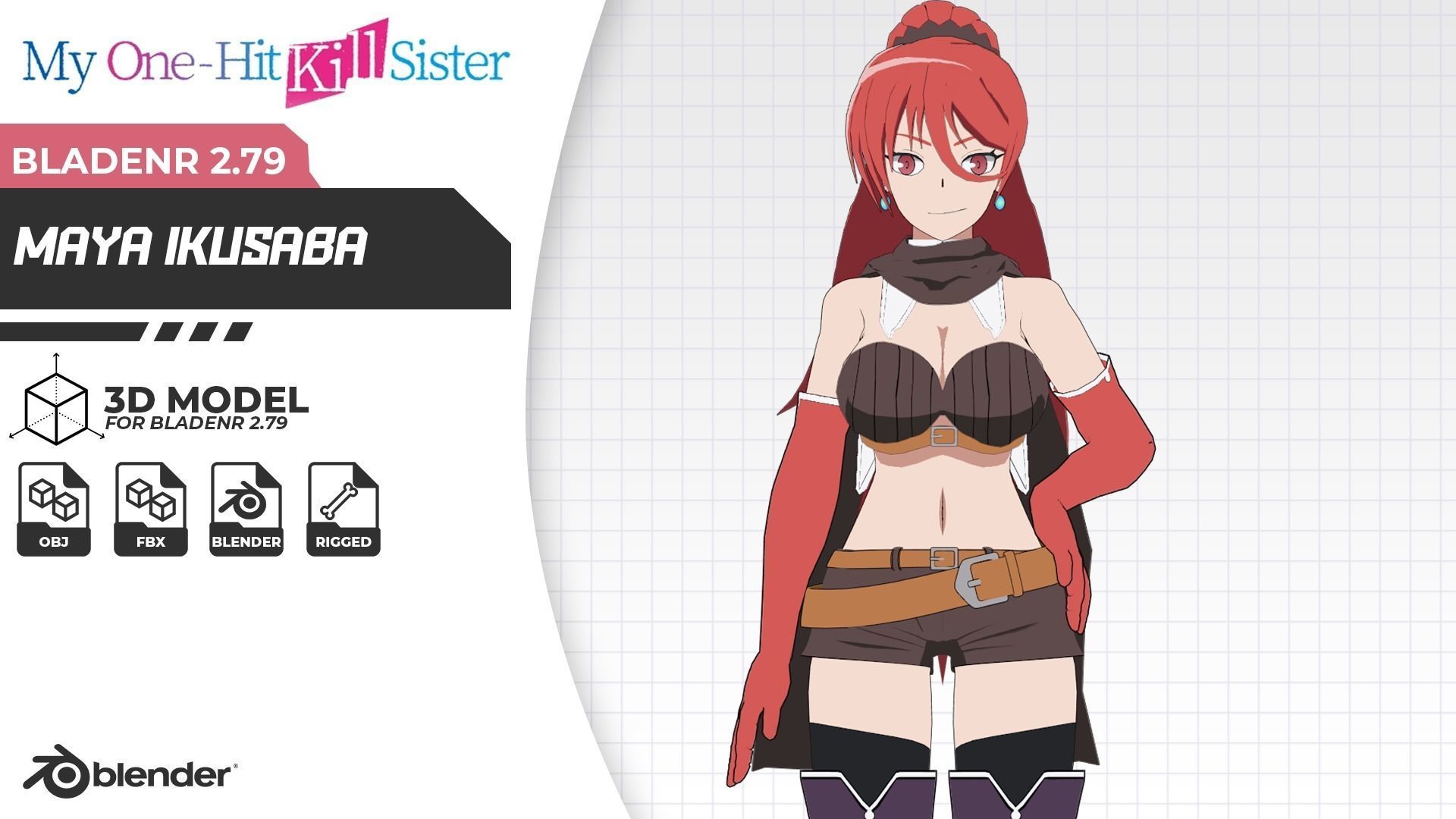 3D model Maya Ikusaba - Isekai One Turn Kill Nee-san- 3D Model Blender VR / AR / low-poly | CGTrader