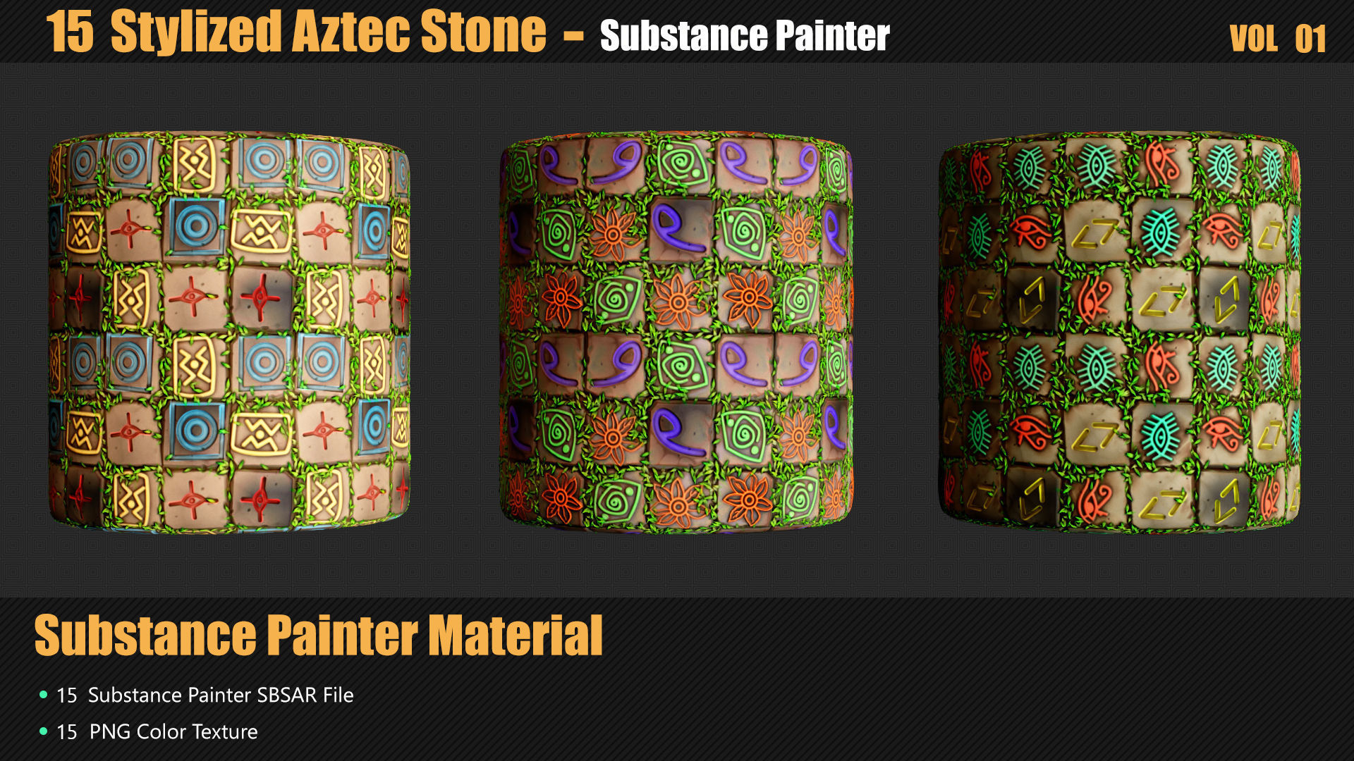 15 Stylized Aztec Stone Materials In Substance Painter Texture | CGTrader