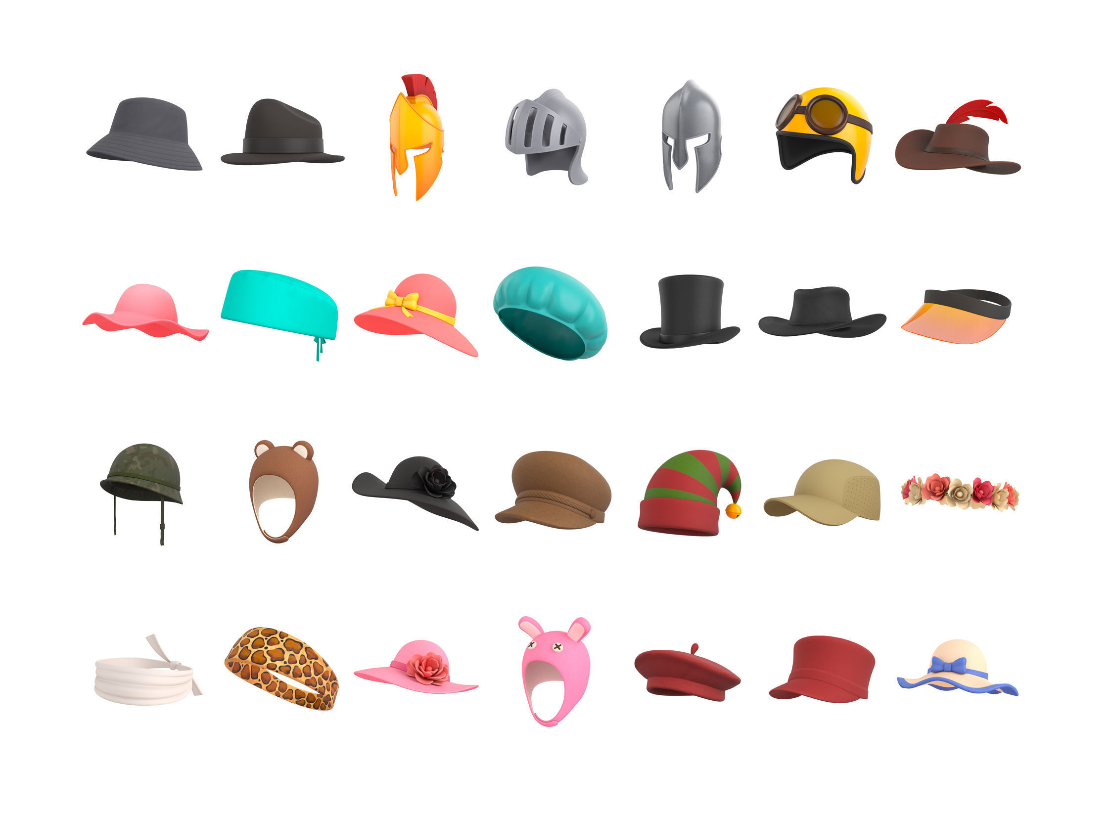 Hats and Helmets Pack 10 3D model | CGTrader