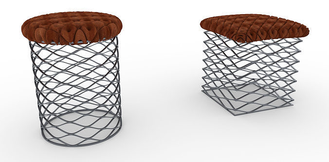 Industrical style Mesh Stool with Cushion model 3D model 3D printable ...