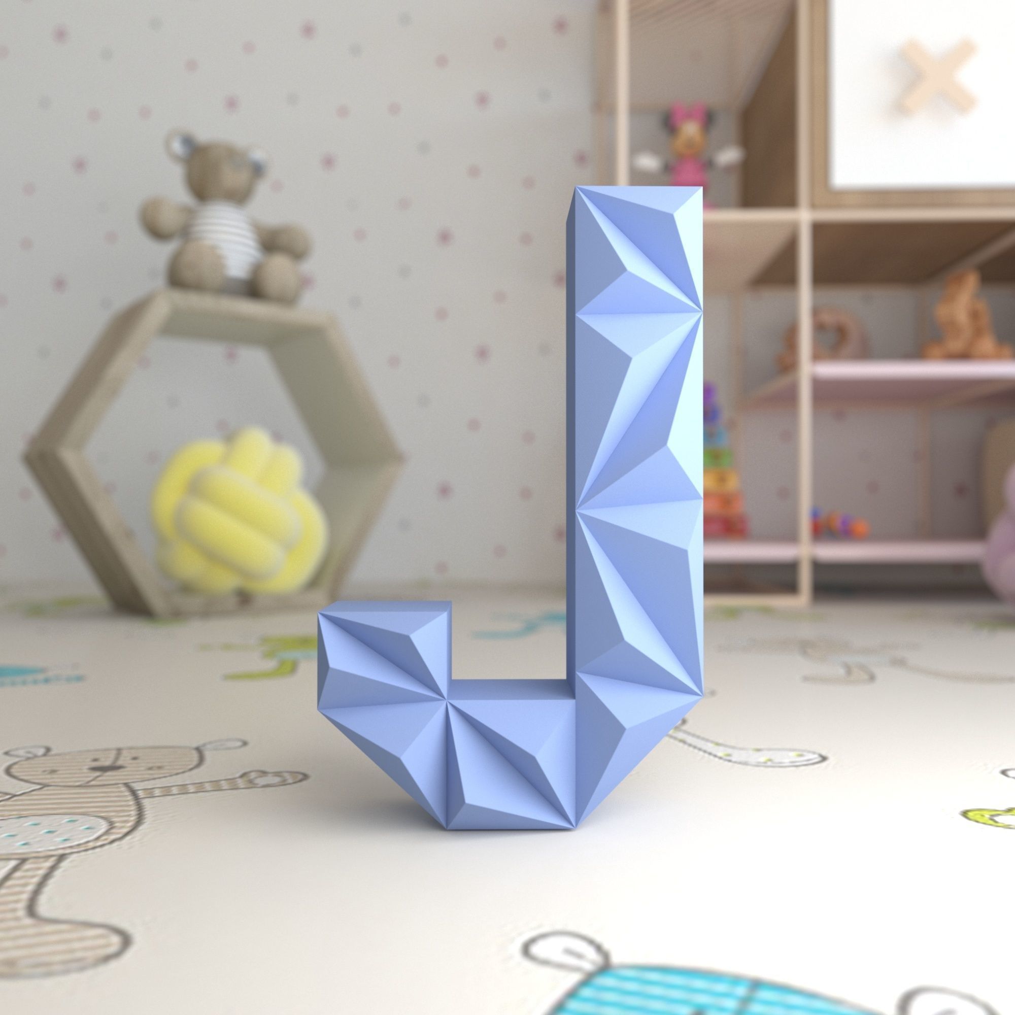 3D letter Low poly origami geometric STL 3D model 3D printable | CGTrader