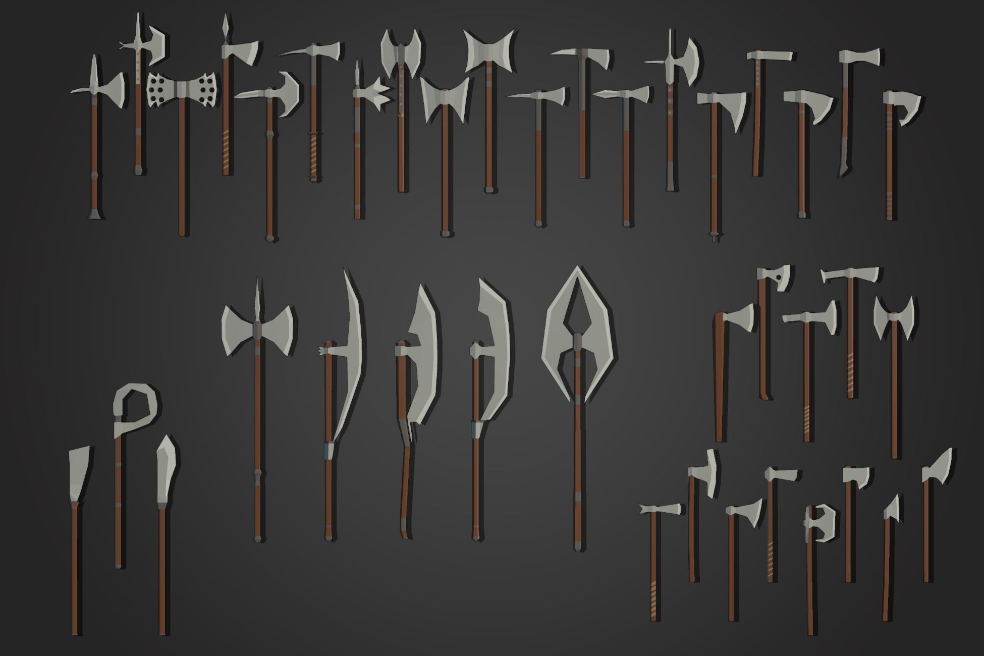 3D model Low Poly Axe Pack 1 VR / AR / low-poly | CGTrader